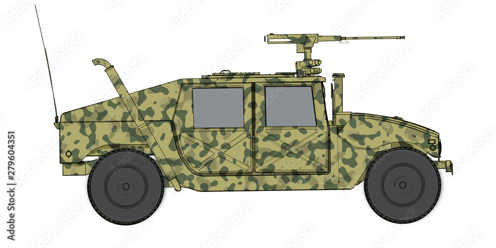 camouflaged 3d render side view of humvee military vehicle Stock ...