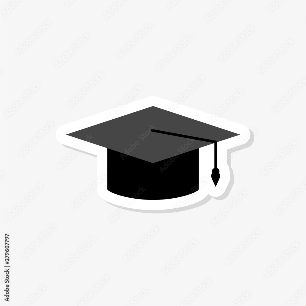 College Graduation Cap sticker isolated on white background Stock ...