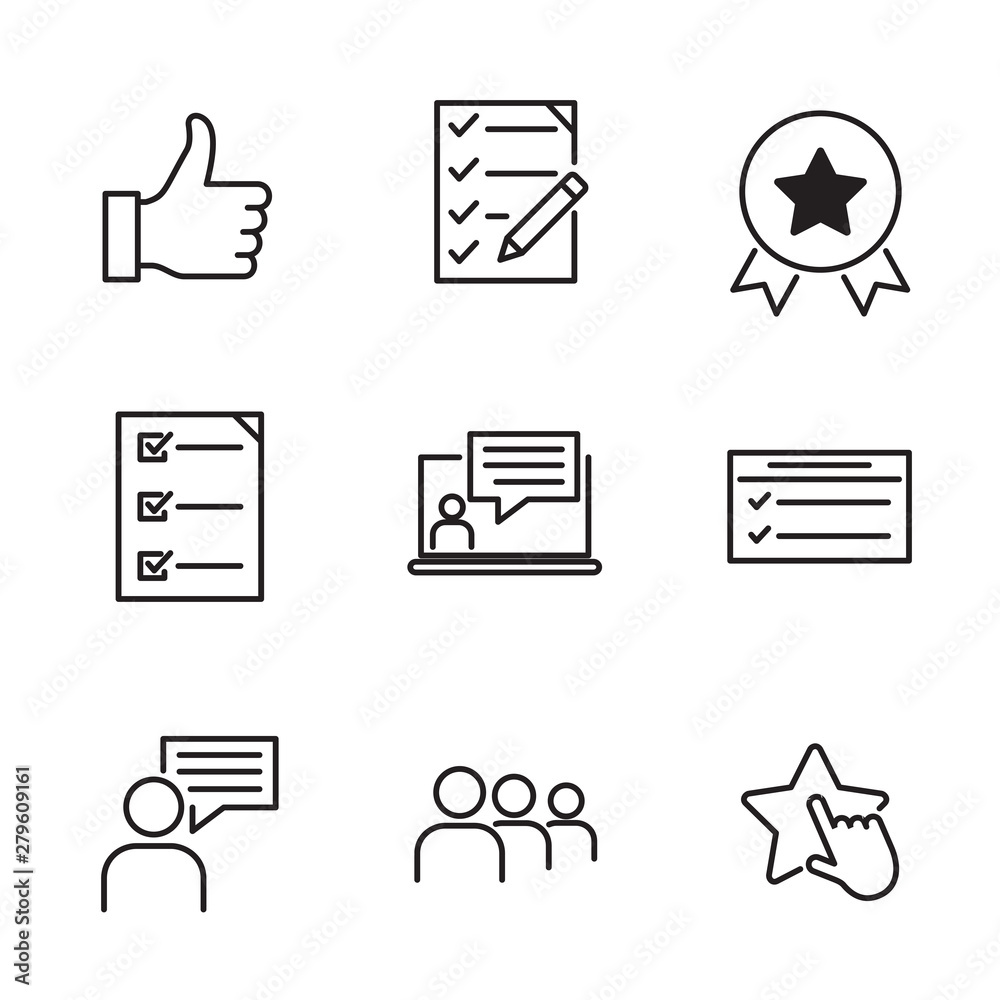 Icons Set of Survey Related Vector Simple Line. Management line icons ...