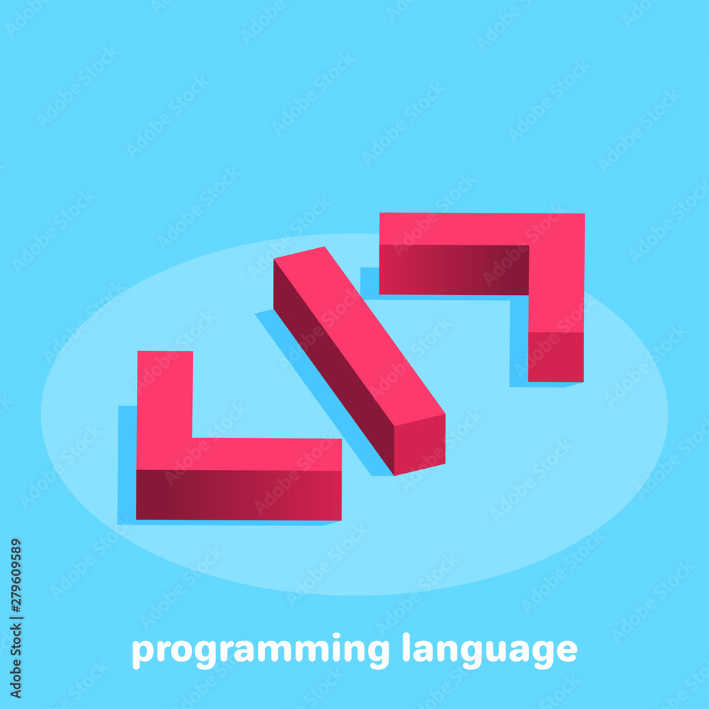 isometric vector image on a blue background, the icon in red in the ...