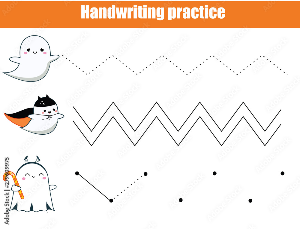 Halloween game. Handwriting practice sheet. early education worksheet ...