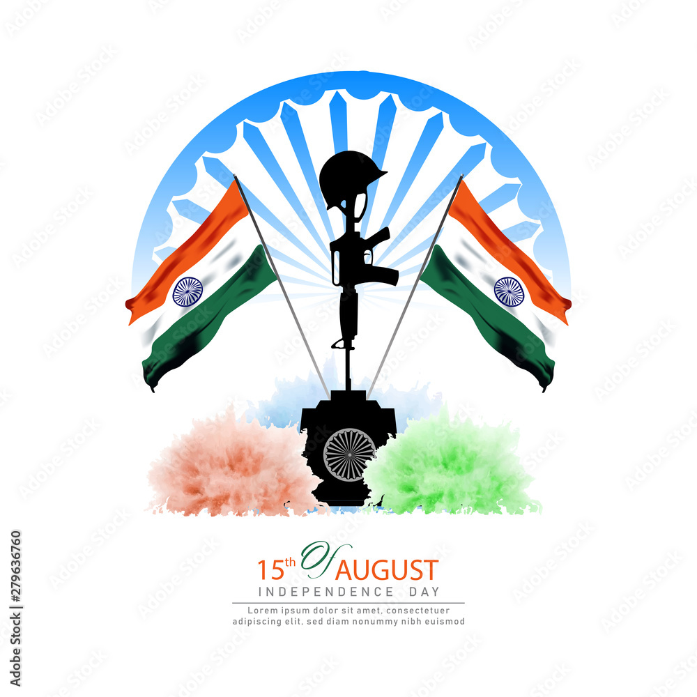 15 august- illustration of Indian army memorial background. Elegant ...