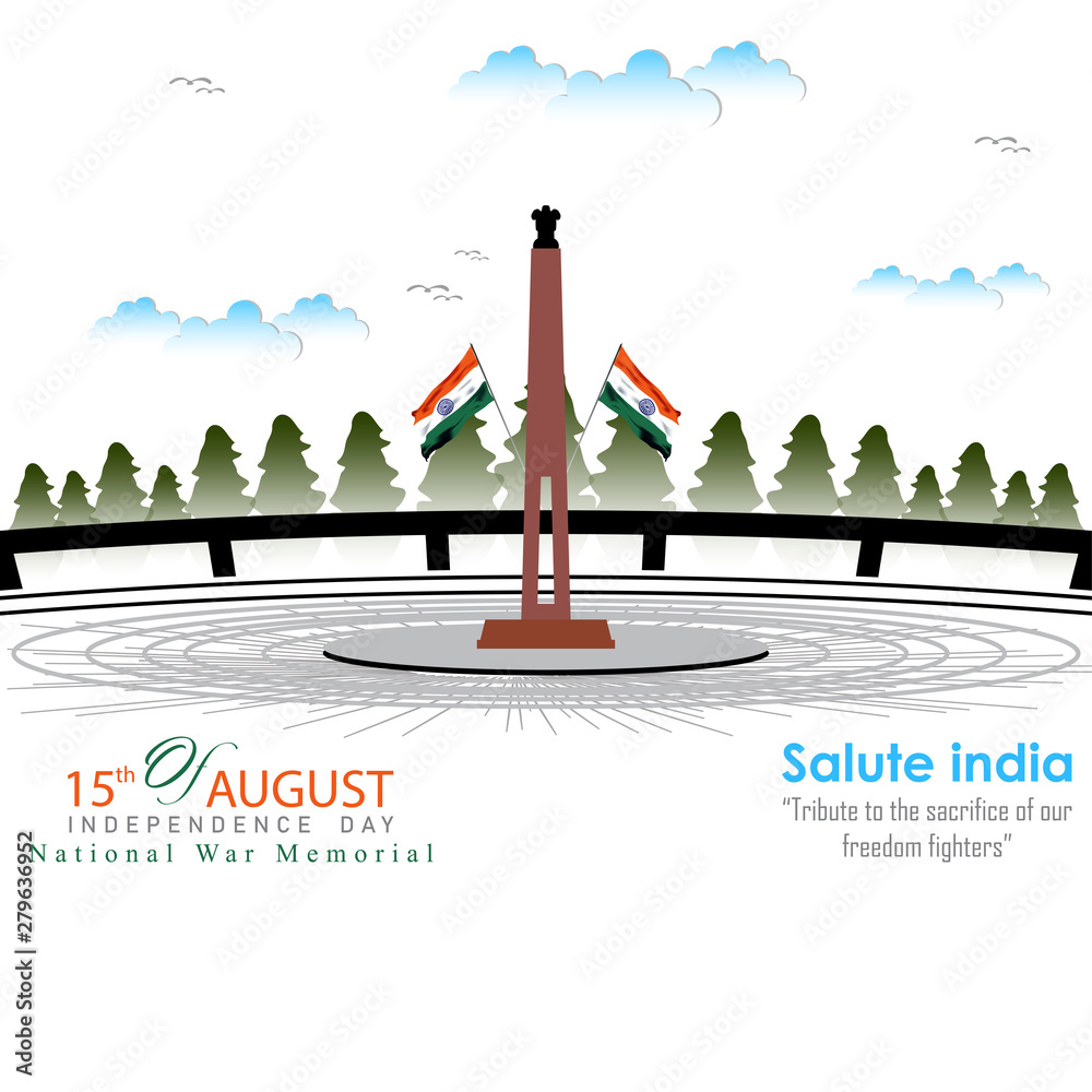 15 august- illustration of National War Memorial background. Elegant ...