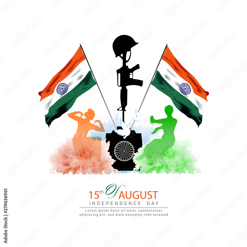15 august- illustration of Indian army memorial background. Elegant ...