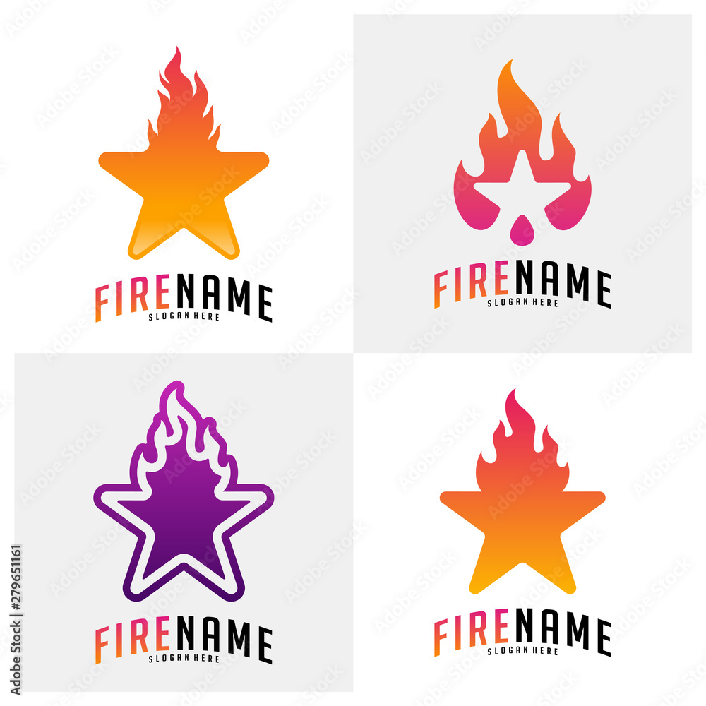 Set of Fire Stars Logo Vector. Logo design inspiration vector icons ...