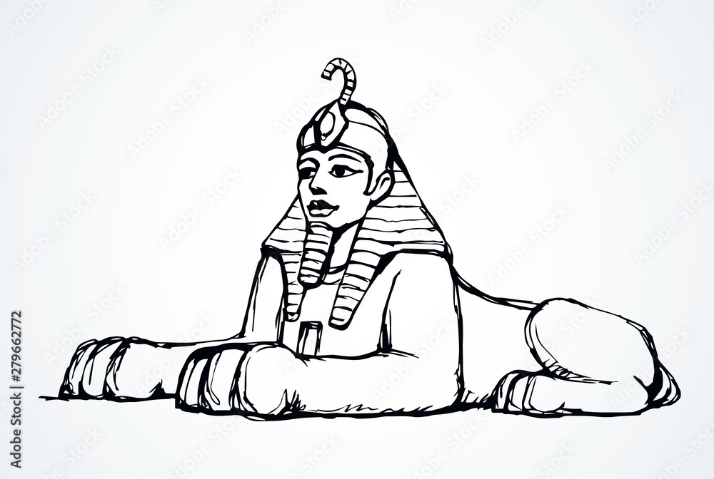 Egyptian sphinx. Vector pen drawing Stock Vector | Adobe Stock