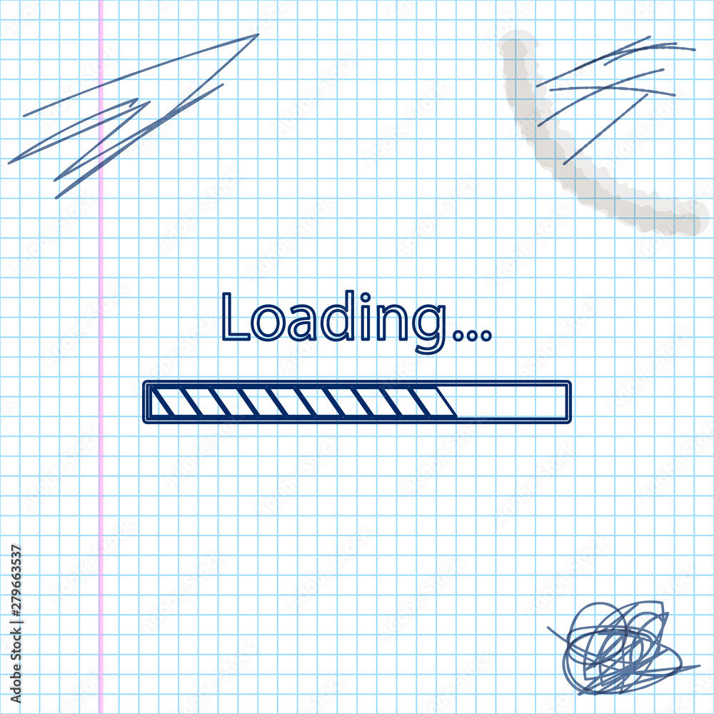 Loading line sketch icon isolated on white background. Progress bar ...