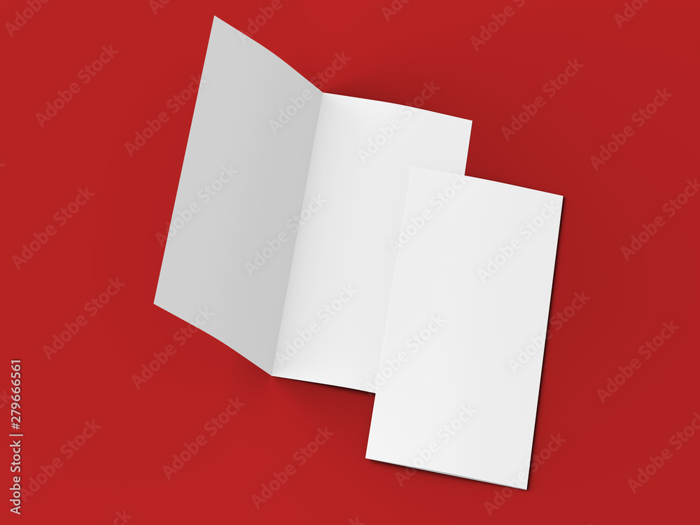 Leaflet folded to DL format - mock up - 3d illustartion Stock ...