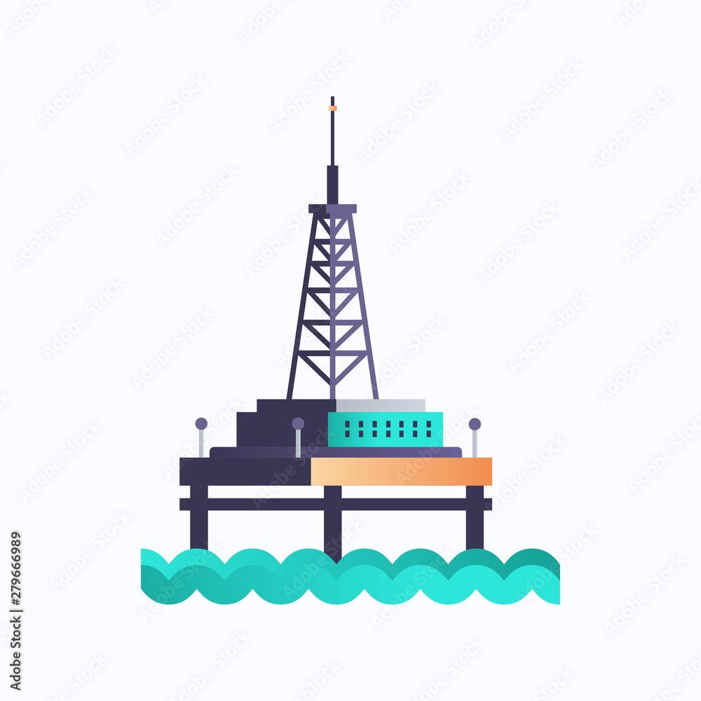 sea platform icon industrial offshore rig drilling facility power ...
