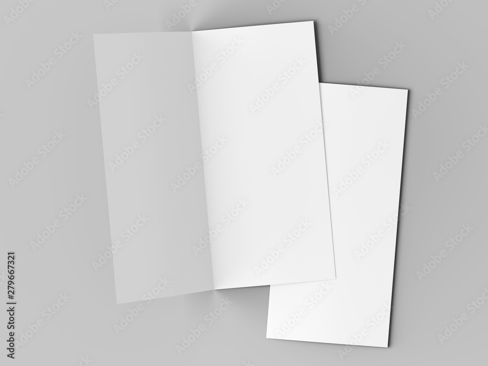 Leaflet folded to DL format - mock up - 3d illustartion Stock ...
