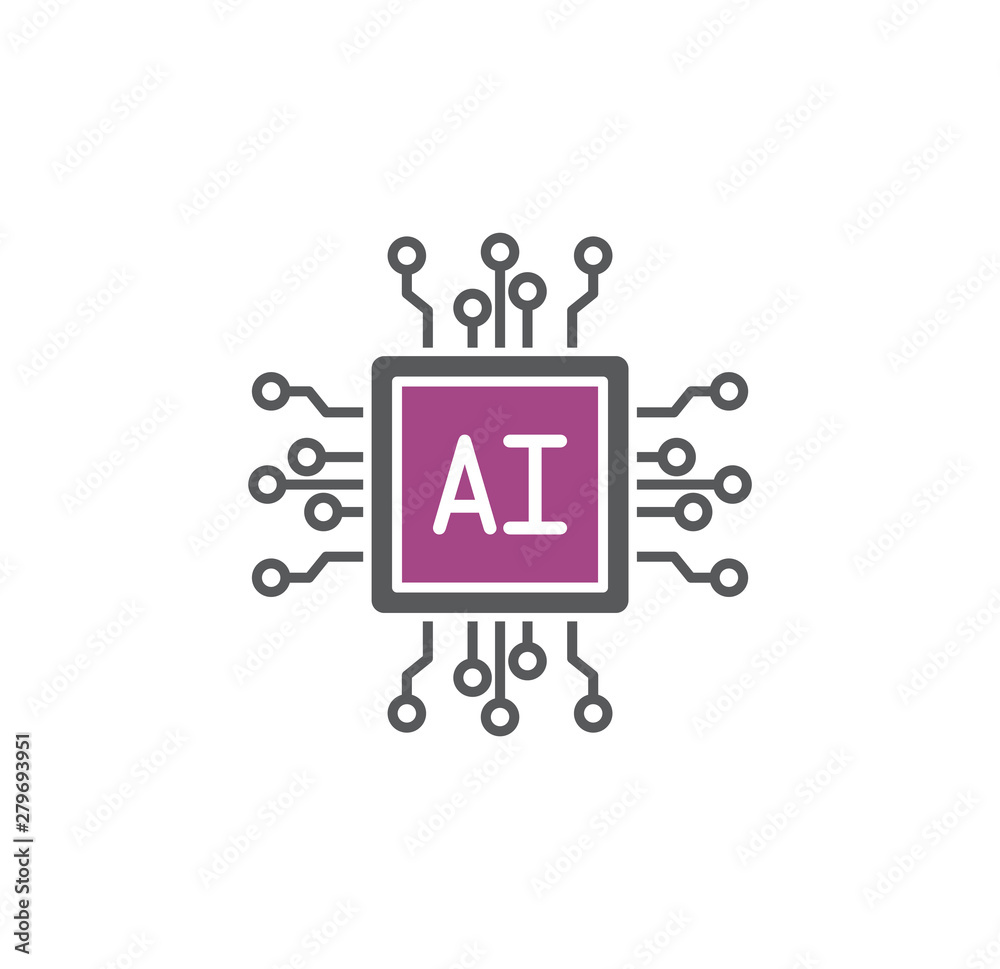 Artificial Intelligence Ai related icon on background for graphic and ...