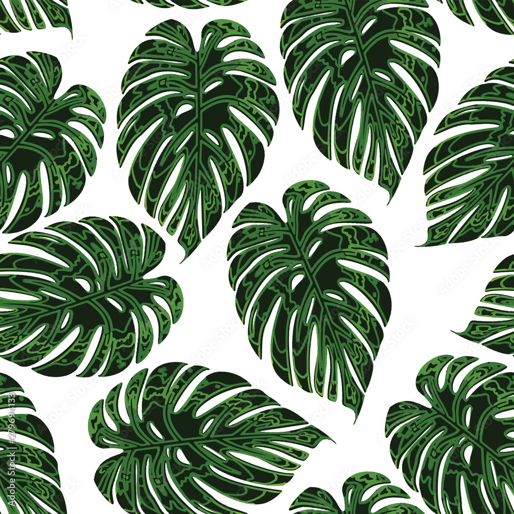 seamless palm tree leave design hand draw Stock Illustration | Adobe Stock