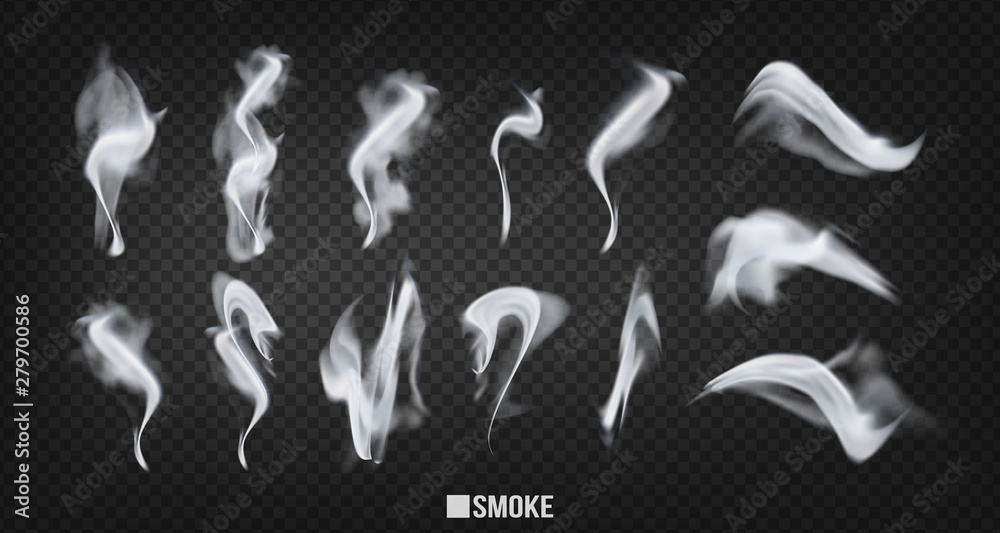 Smoke vector collection, isolated on transparent background. Set of ...
