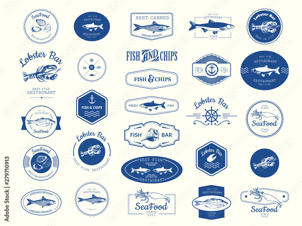 Vector Illustration with logo for fish restaurant or fish market. Logo ...