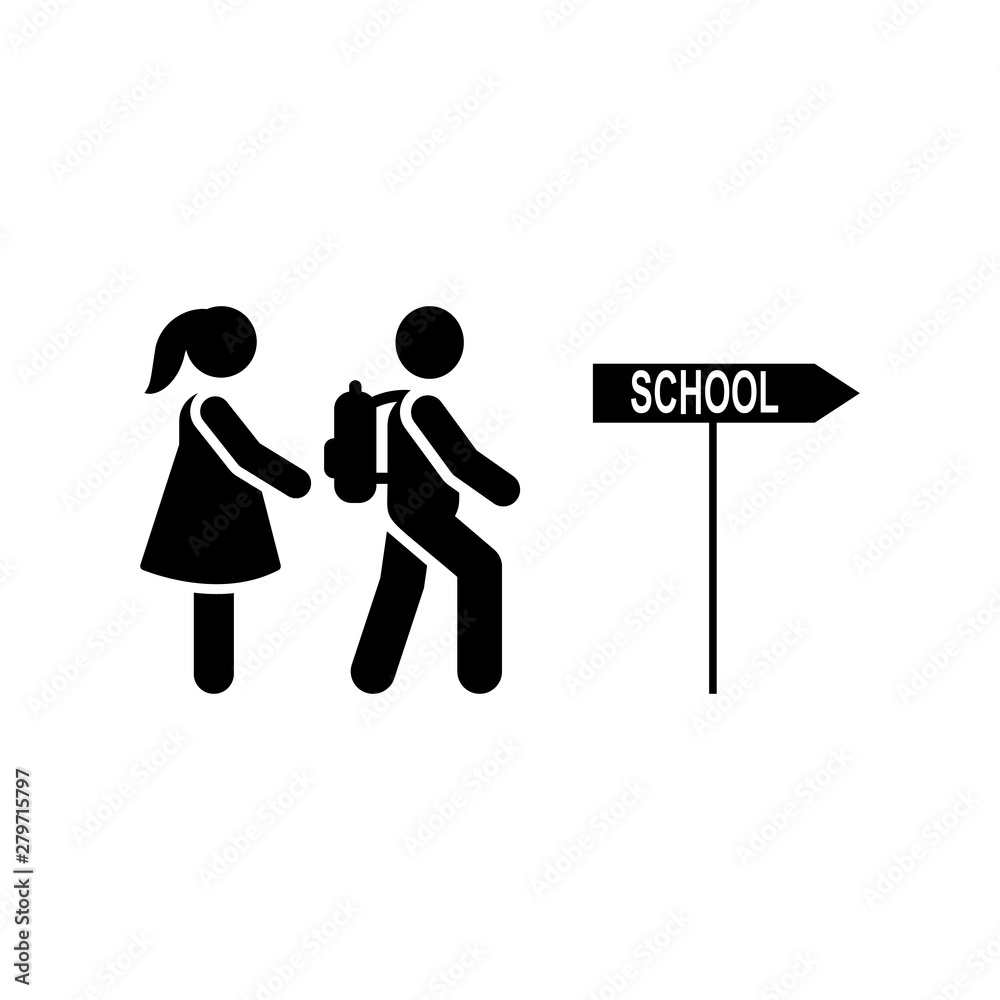 School way go students pictogram icon Stock Vector | Adobe Stock