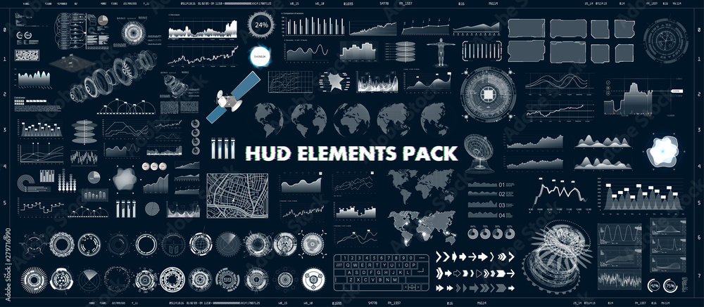 Hud Design Elements Set For Ui Ux Gui Projects Data And Statistic