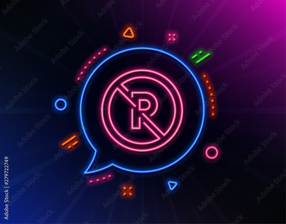 No parking line icon. Neon laser lights. Car park not allowed sign ...