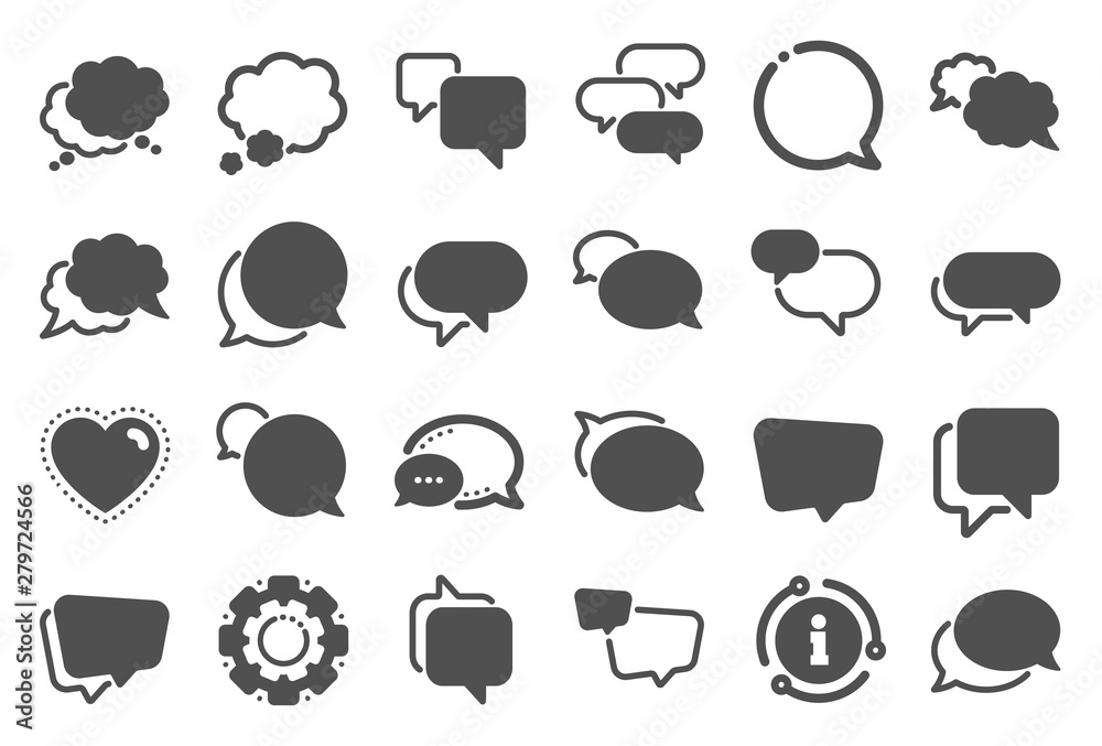 Speech bubbles icons. Social media message, comic bubbles and chat. Think sticker, Comment ...