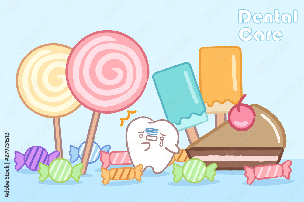 cute cartoon tooth decay Stock Vector | Adobe Stock