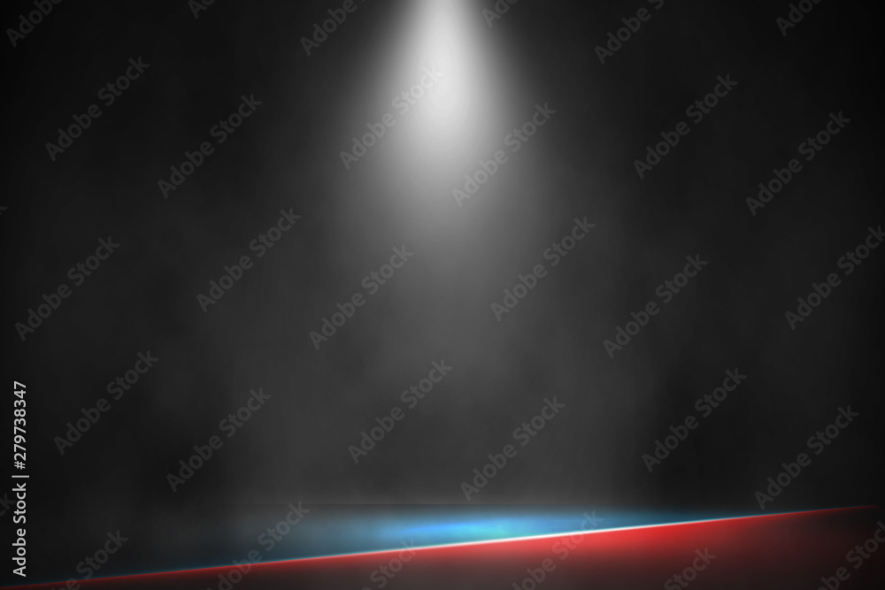 Spotlight boxing stage fight and match red and blue background, White ...