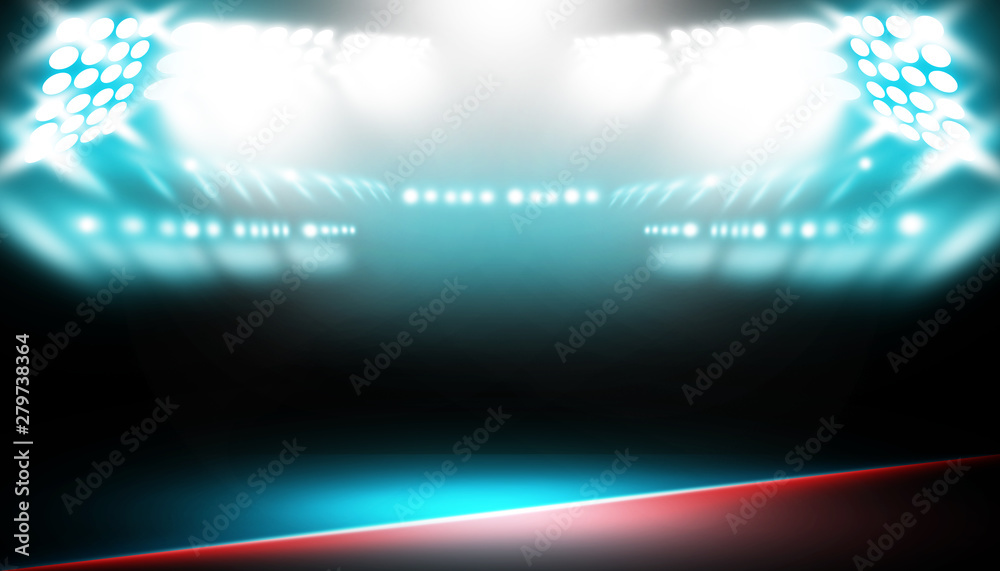 Spotlight boxing stage fight and match red and blue background. Stock ...