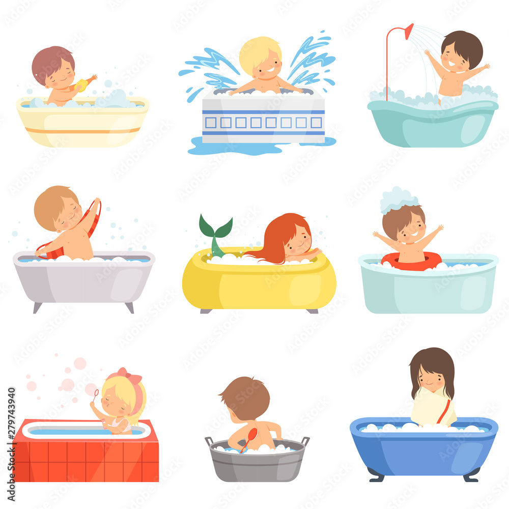 Kids Bath Time Clipart