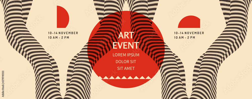Art event invitation template with date and time details. Background ...