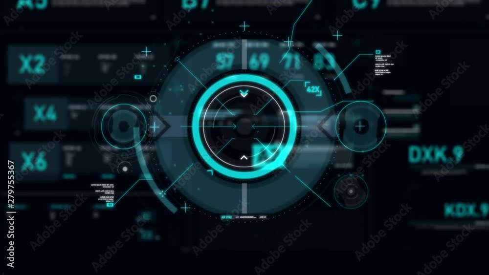 Target pointer and Futuristic user interface HUD GUI digital text ...