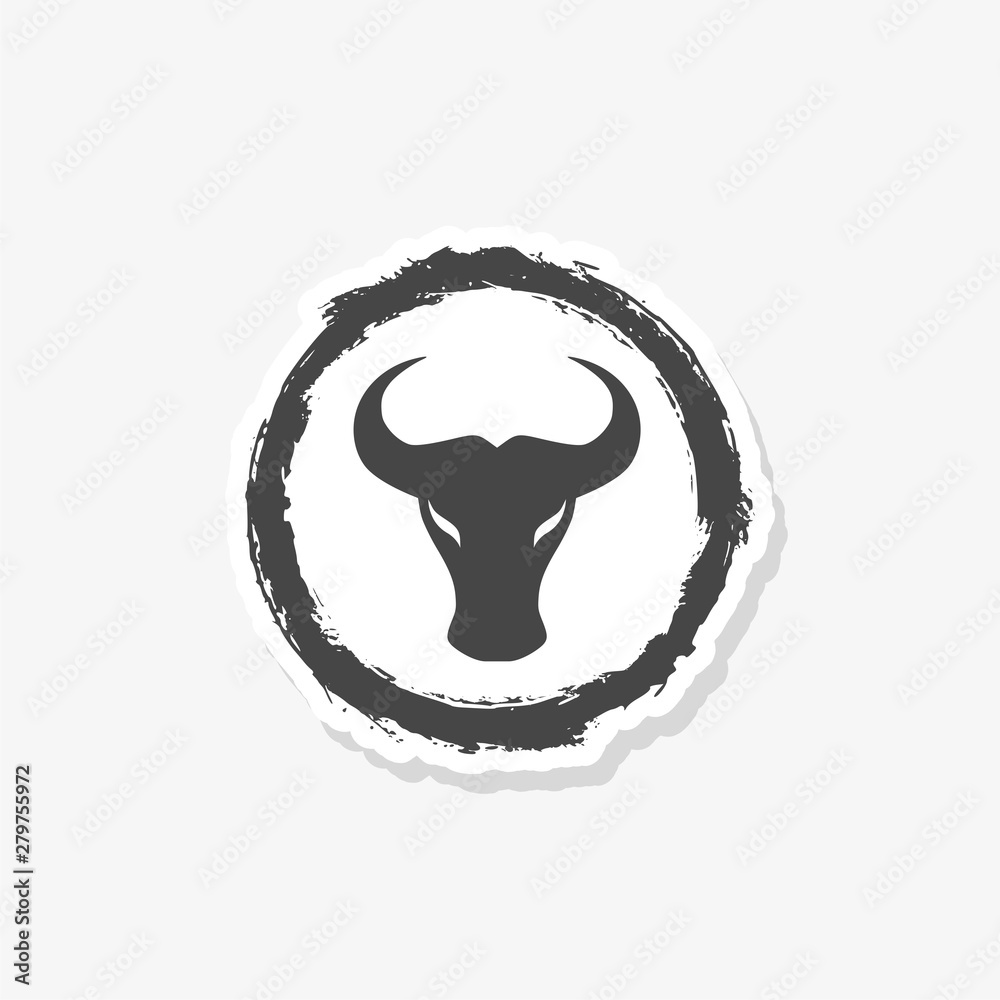 Abstract simple Bull head sticker concept illustration, Buffalo head ...