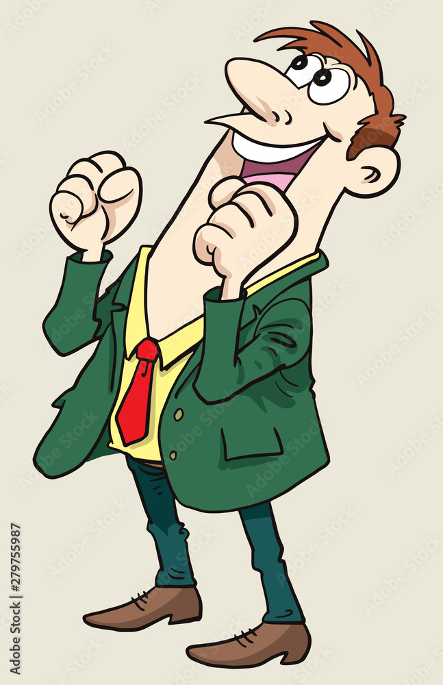 Drawing of a successful businessman, winner. Stock Vector | Adobe Stock