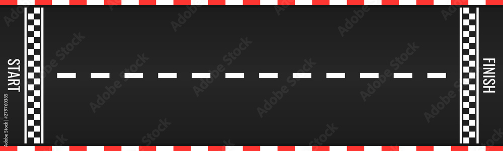 Race track with start and finish line. Car or karting road racing ...