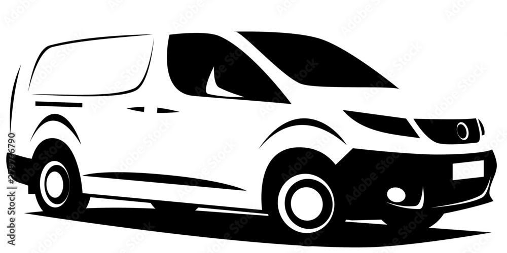 small, vector, dynamic, logo, outline, van, white, delivery, isolated ...