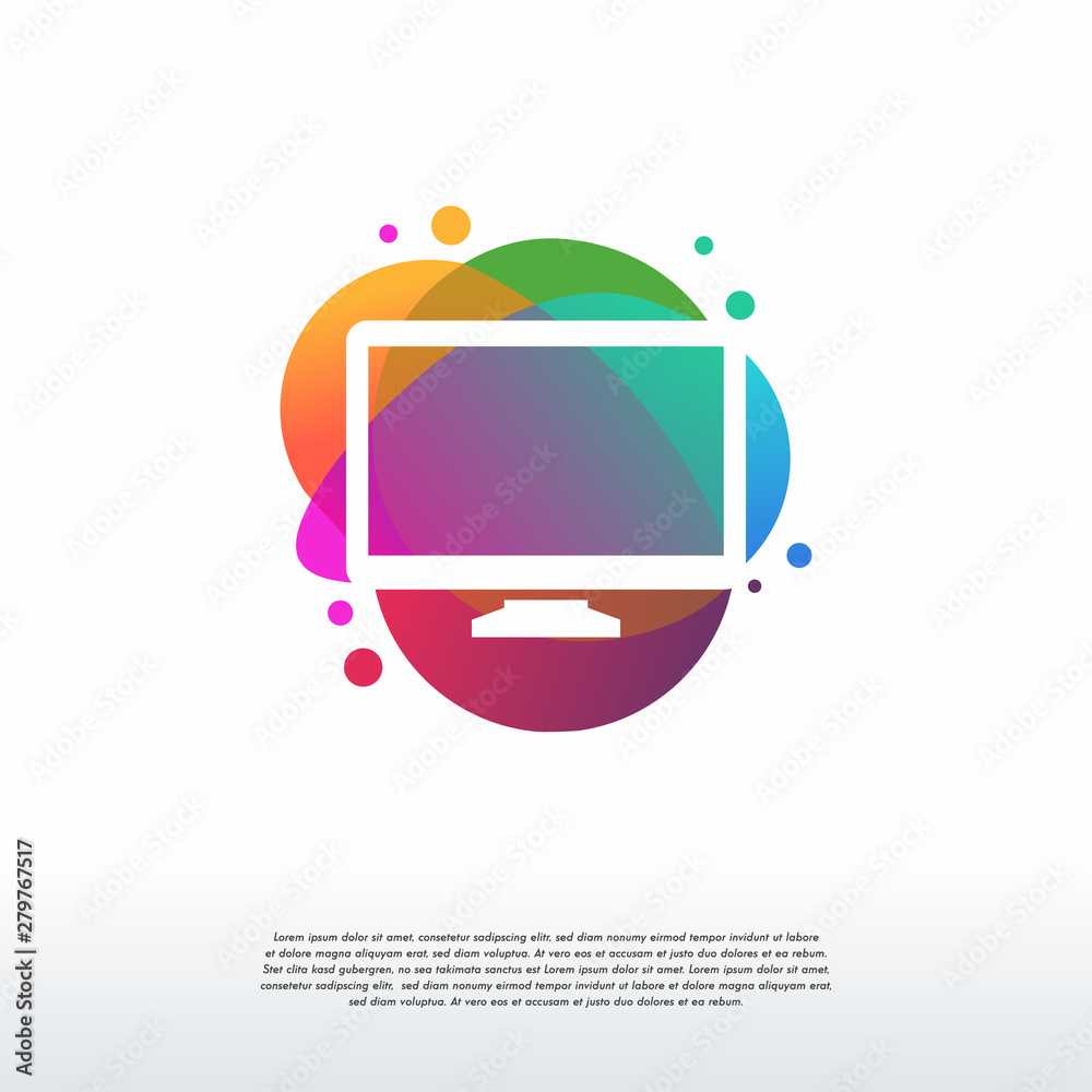 Colorful Computer logo vector, LCD Screen logo designs template, design ...