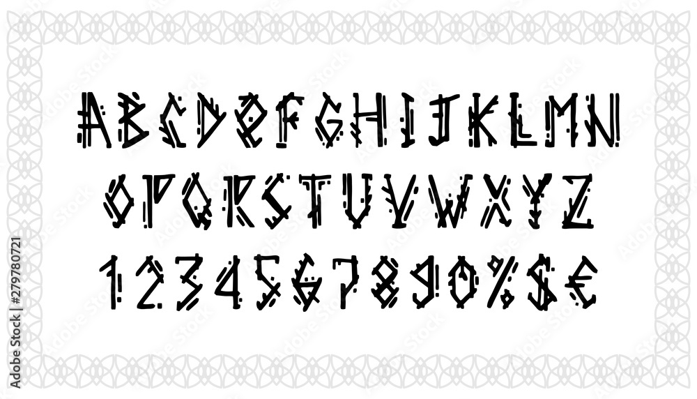 Vikings letters set. Old Norse Scandinavian runes. Celtic alphabet ...