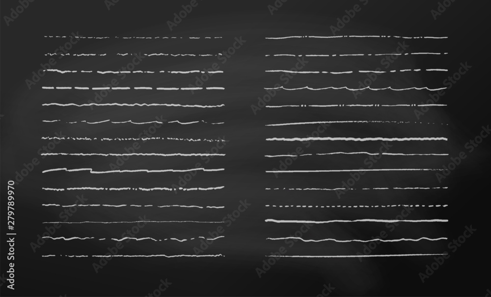 Vector chalk lines. Chalked underlines set. Border lines, white lines ...
