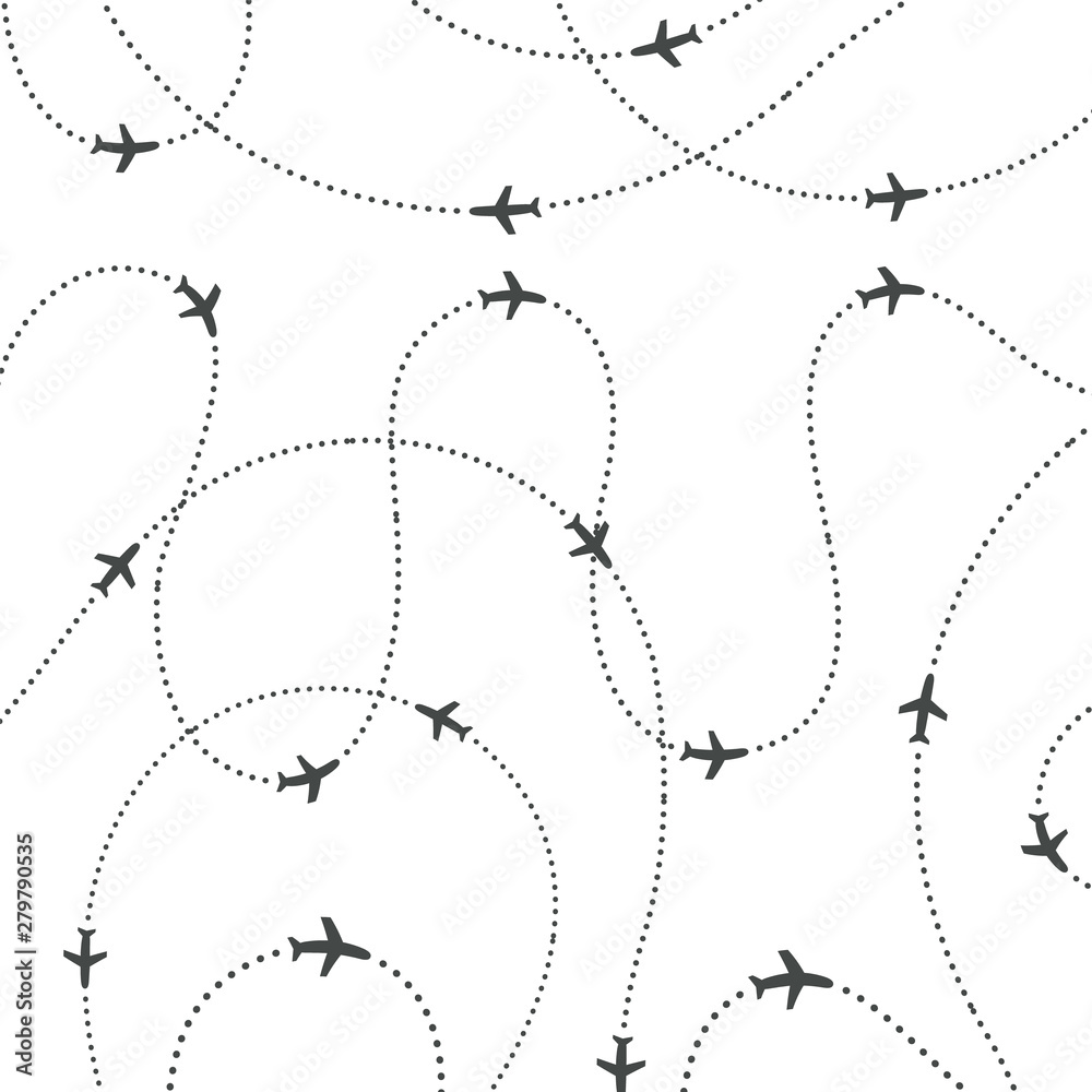 Pattern of the aircraft routes. Airplane trip texture for travelers ...