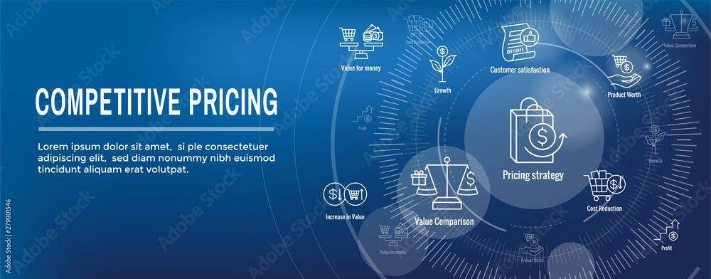 Competitive Pricing Icon Set with Growth, Profitability, & Worth Stock ...