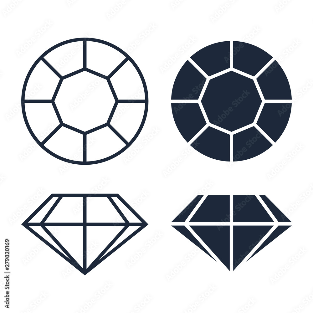 Diamond graphic signs. Diamond icons isolated on white background ...