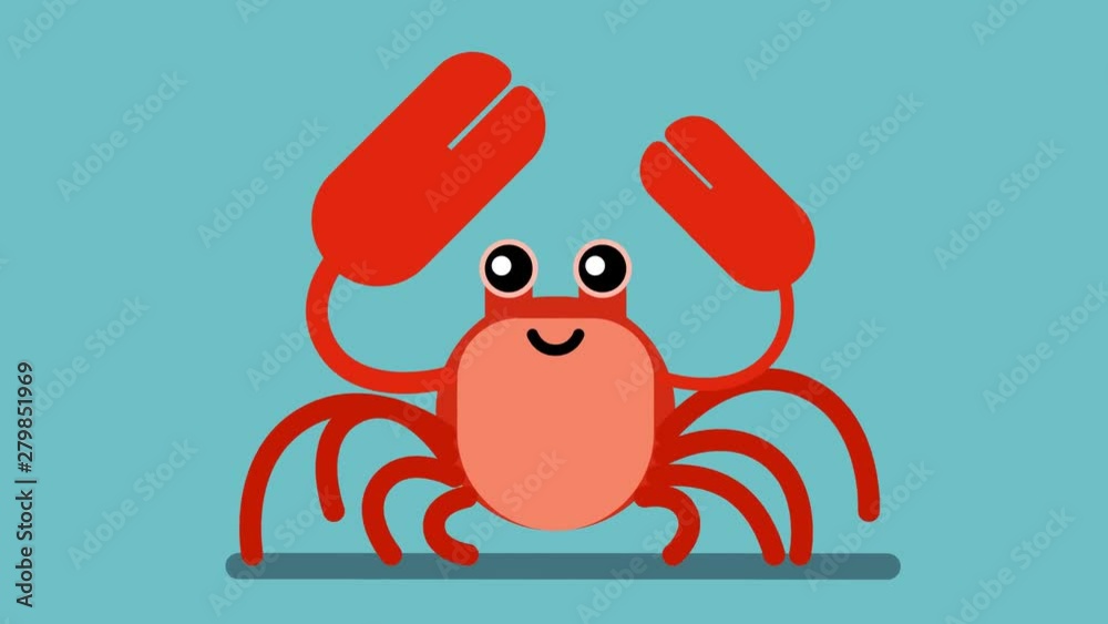 100 baby animals. Walk cycle of a baby red crab. 2D animation made in ...