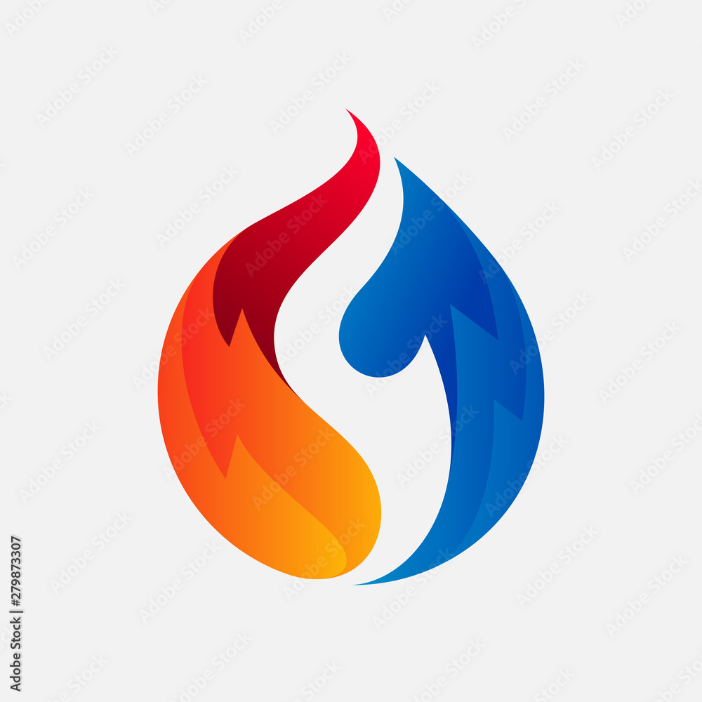 hot and cold colour for refrigeration logo design Stock Vector | Adobe ...