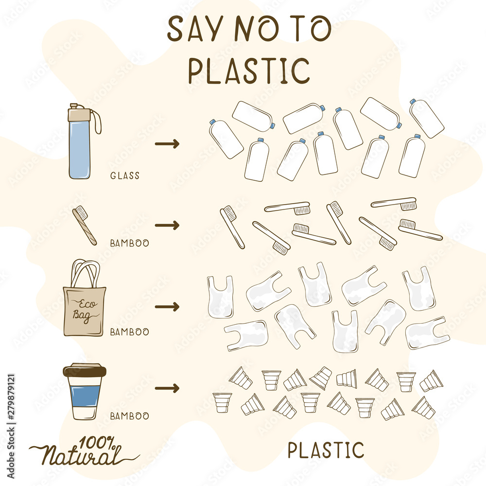Recycle plastic waste infographic illustration. Cartoon save the planet ...