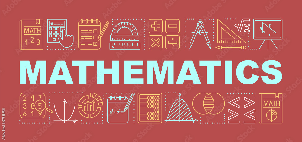Mathematics word concepts banner. Presentation, website. Isolated ...