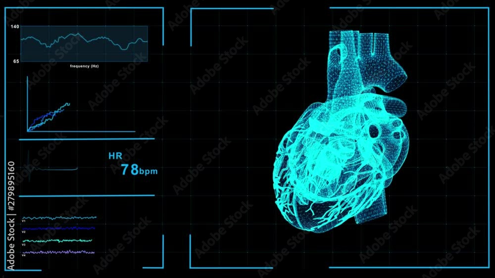 Futuristic HUD Medicine Screen Data. 3D animation. Rotating model of a ... Futuristic HUD Medicine Screen Data. 3D animation. Rotating model of a ...