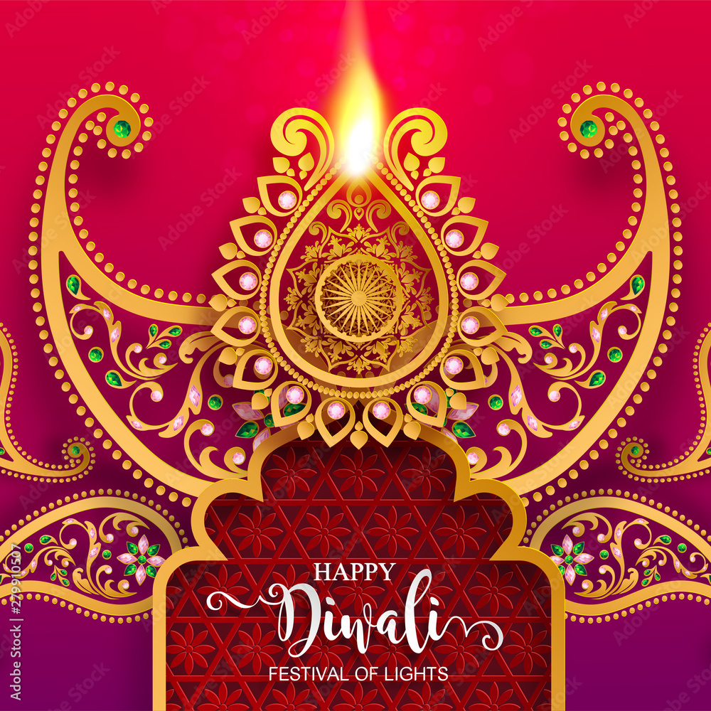 Diwali, Deepavali or Dipavali the festival of lights india with gold ...