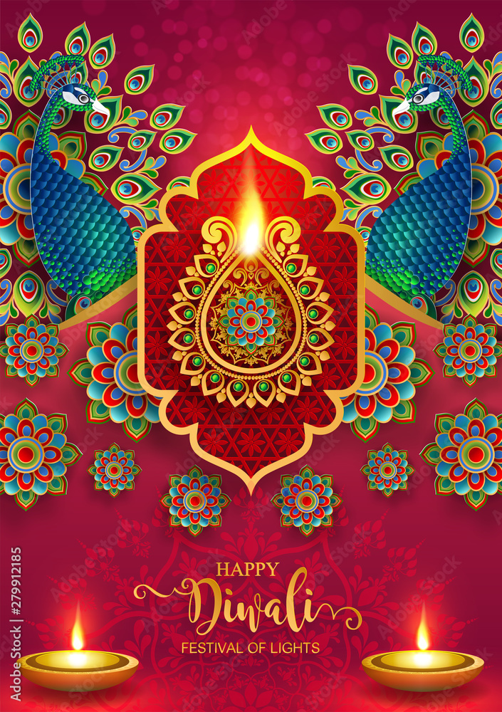 Diwali, Deepavali or Dipavali the festival of lights india with gold ...