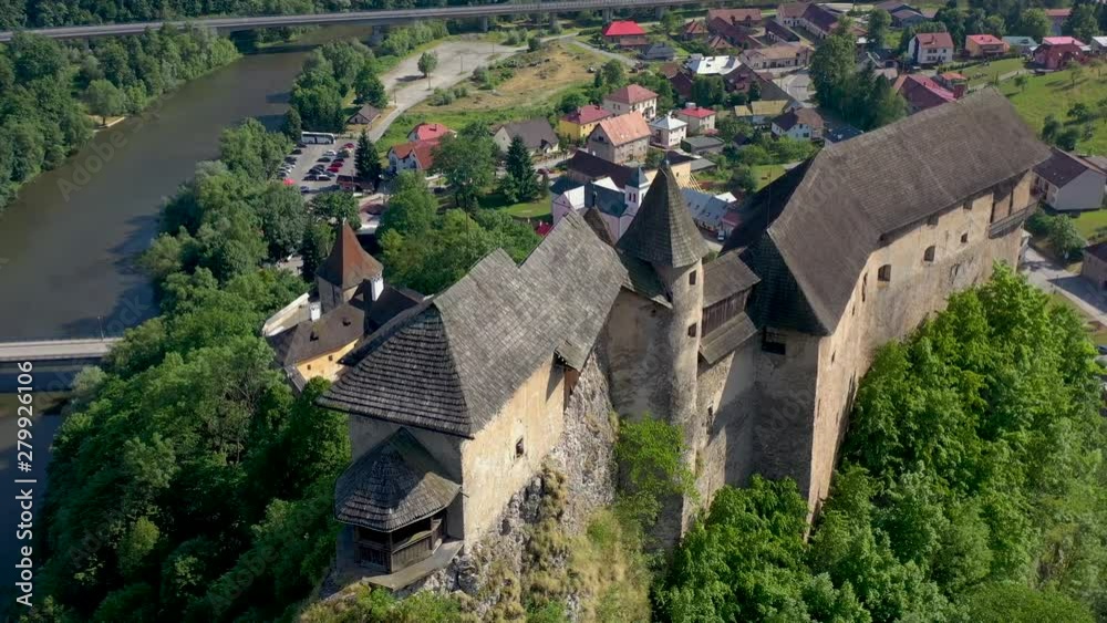 Orava castle in Slovakia. Medieval fortress on extremely high and steep ...