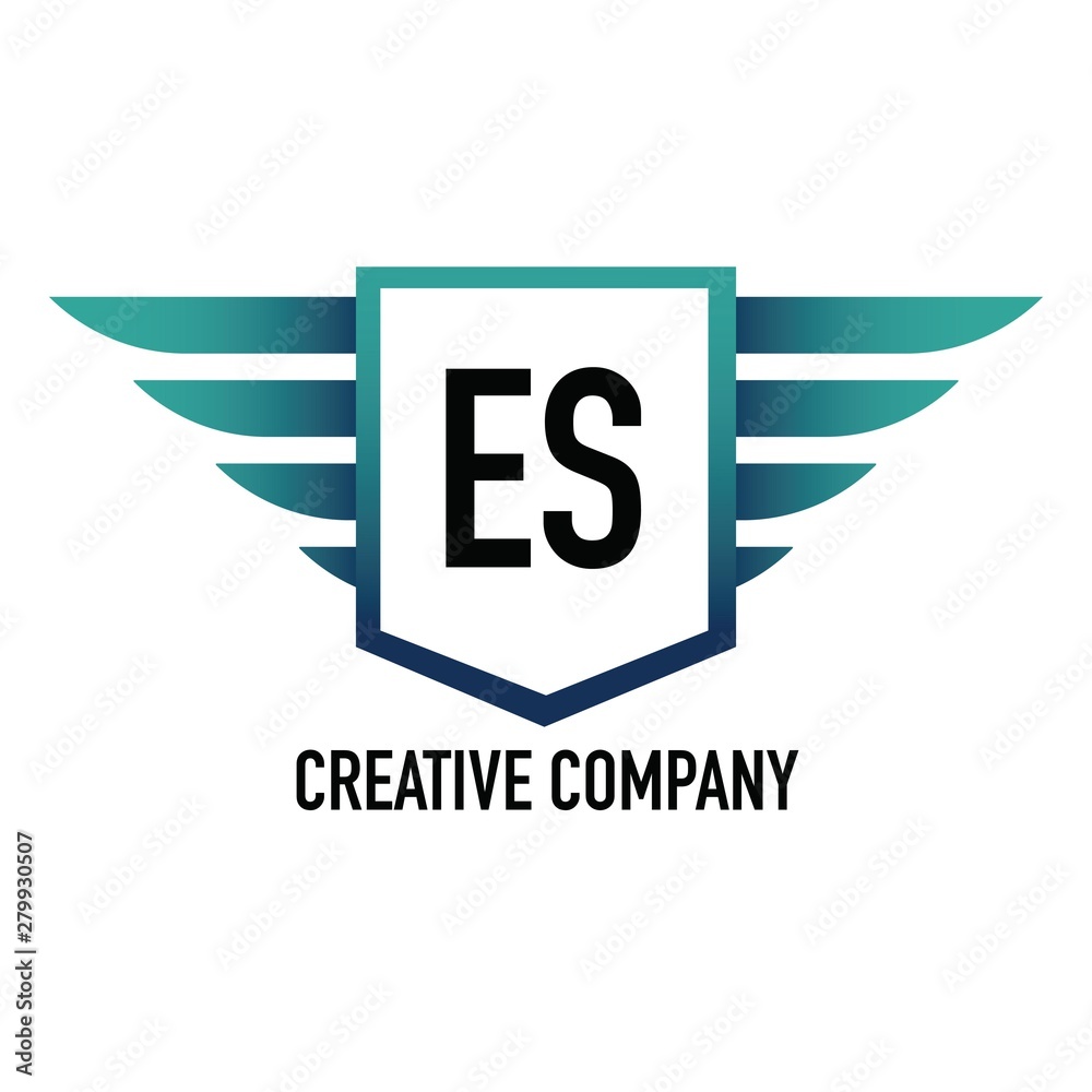 Initial Letter ES Logo Shield Element Template Design Logos Stock ...