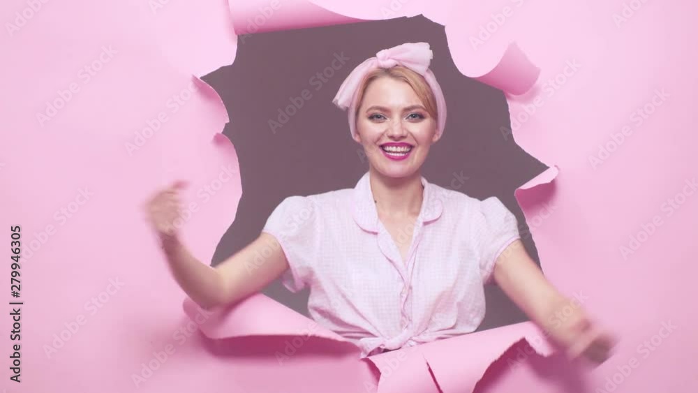 Power pin up girl in vintage style. Girl power playing superhero in ...