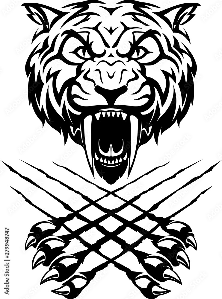 Sabertooth Rip Claw Front Stock Vector | Adobe Stock