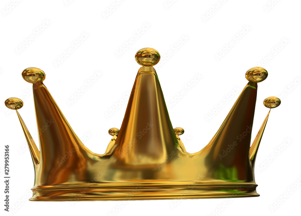 crown golden isolated front side view - 3d rendering Stock Illustration ...